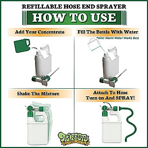 Refillable Hose-End Sprayer with 32oz Bottle, 20 to 1 Ratio, Garden Hose Fertilizer Dispenser, Easy to Use, Lawn Sprayer, Garden Sprayer, and More (Trifecta Natural: 32oz Hose Sprayer with Bottle)