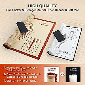 Non Stick 28''x20'' Extra Large Thick Silicone Pastry Mat, with measurements for Non-slip Silicone Baking Sheet, Counter Mat, Dough Rolling, Reusable Bakeware Mats for Cookies, Macarons, Bread, Pizza