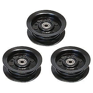 3PCS Black Flat Idler Pulley Compatible with Exmark Toro 50 54 inch Deck Quest E-Series S-Series Timecutter 106-2175 , 132-9420