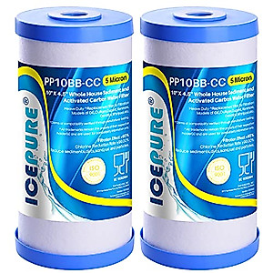 ICEPURE 5 Micron 10" x 4.5" Whole House Water Filter Compatible with GE FXHTC, GXWH40L, RFC-BBSA, W50PEHD, GXWH35F, GNWH38S, Dupont WFHD13001, R50-BB, Pack of 2