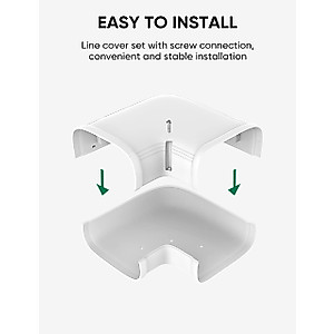 Plusluck 3" Flat Elbow Line Cover Set Parts PVC Accessory for Decorative for Ductless Mini Split, Central AC and Heat Pumps