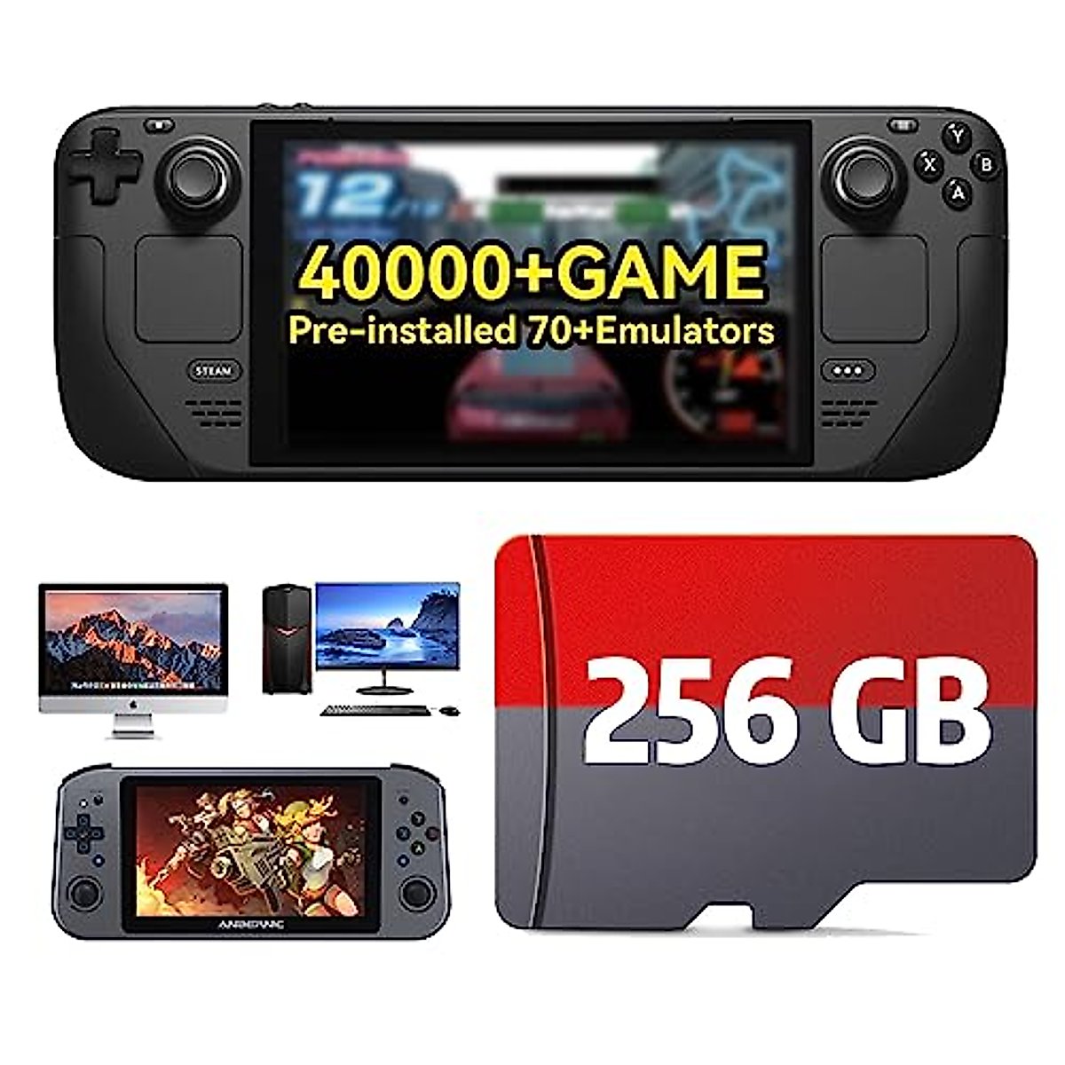 Retro Games Card,Handheld Game Console Game Card, Plug and Play Built-in 40,000+ Retro Games/73 Emulators/EmuELEC 4.6 (256G)