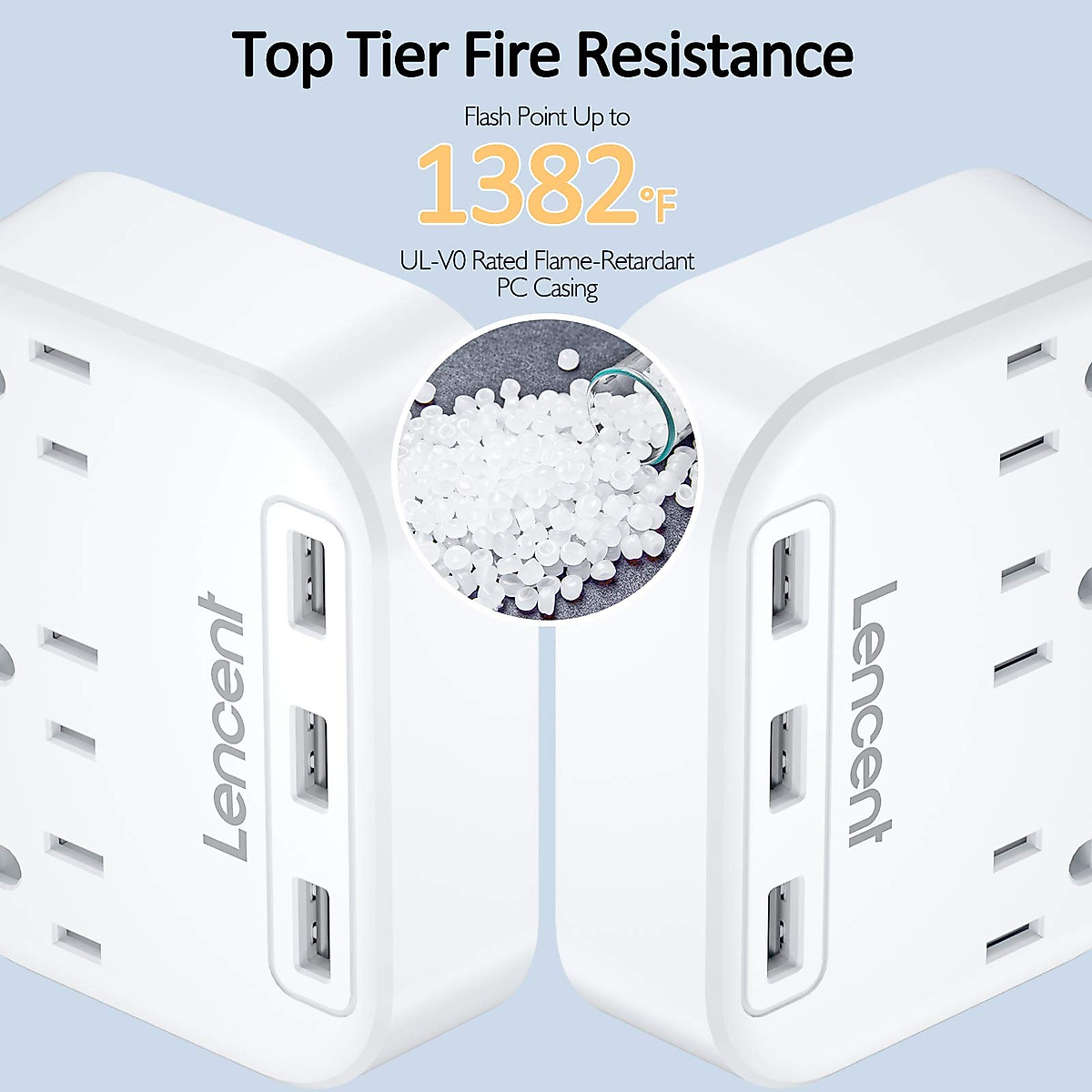 LENCENT Power Strip with USB, 3 Outlet 3 USB Charging Ports (17W/ 3.4A ...