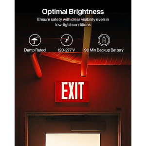 Sunco 12 Pack LED Exit Sign with Emergency Light, Commercial Grade Double Sided Fire Exit Lights, Backup Battery, Illuminated Emergency Exit, 120-277V, Dual Mounting, UL 94V-0 Fire Resistant