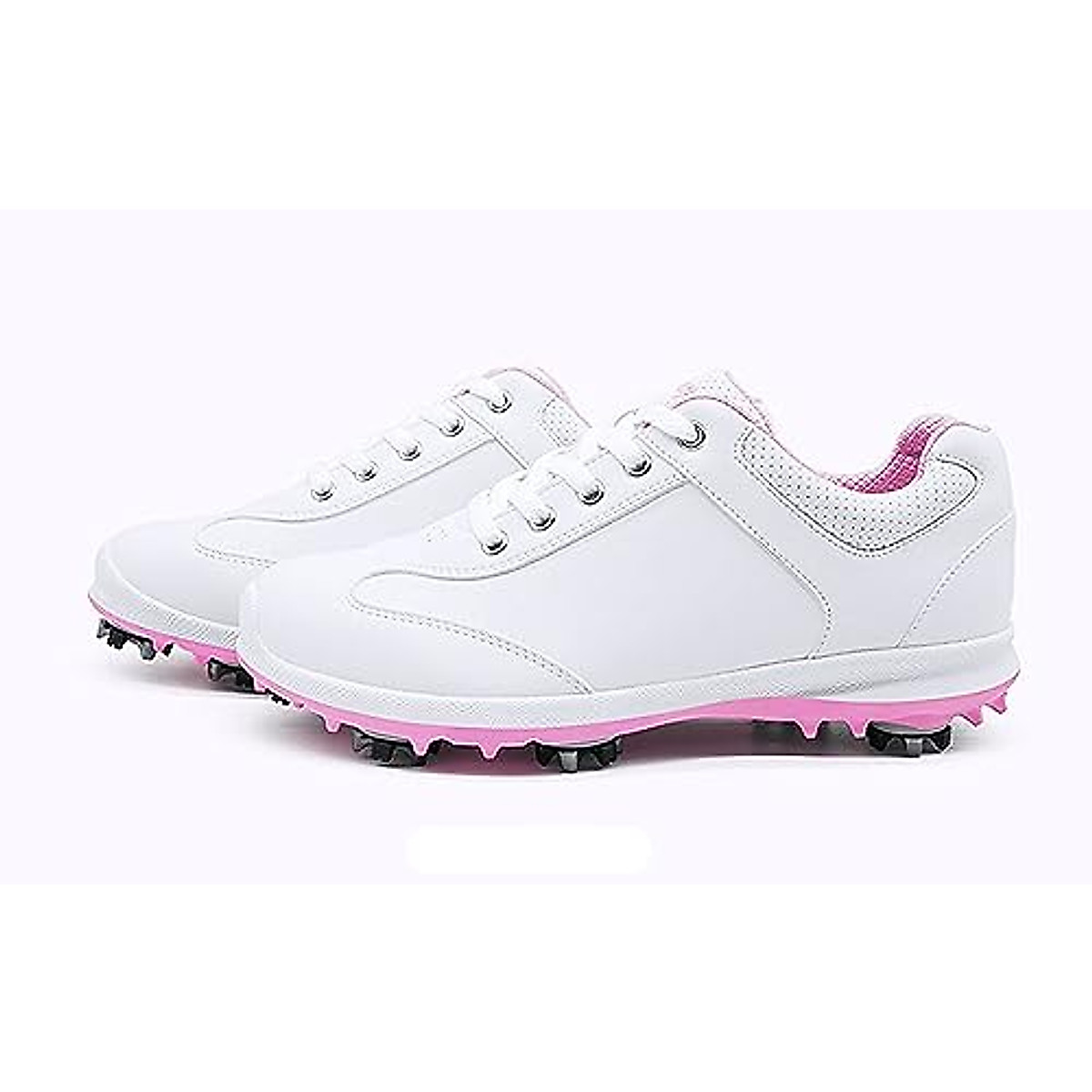 Ybberik Ladies' Anti-Skid Waterproof Golf Shoes with Spikes for Women White