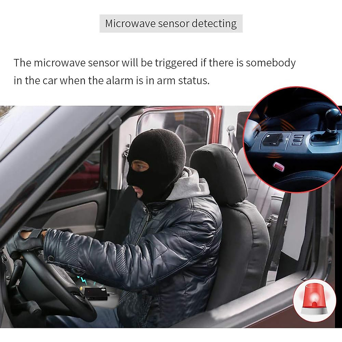 EASYGUARD EC202 2 Way car Alarm System with LCD Pager Display Remote Engine Start & Microwave Sensor DC12V