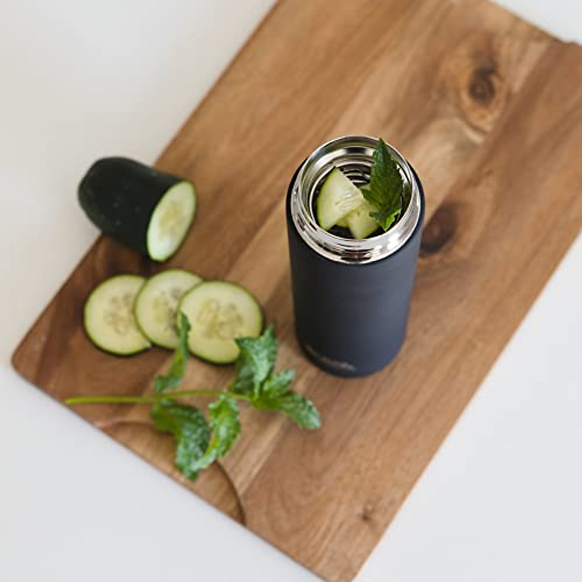 Smart Travel Mug with LCD Touch Screen (Space Black) Smart Water Bottle with LED Temperature Display - Tea Infuser - Travel Coffee Mug-17oz Insulated Water Bottle - Flask for hot and cold drinks