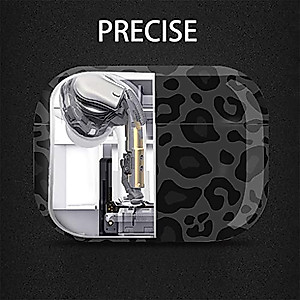 Olytop for Airpods Pro Case Leopard, Cute Air pods Pro Protective Case Cover Printed Hard Skin Women Girl for Apple Airpod Pro Charging Case with Keychain AirPods Pro 2019 Set - Black/Grey Leopard