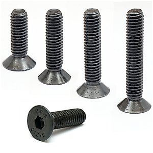 MonsterBolts - M8 x 16mm Flat Head Socket Cap Screws, DIN 7991, Alloy Steel, Black Oxide, 10 Pack