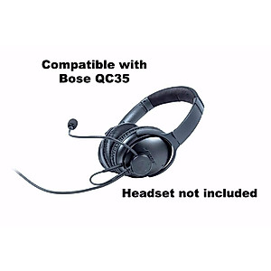 NFlightMic Universal Microphone for Aviation Headset - Works with Bose QC25 and QC35 Noise Cancelling Headphones
