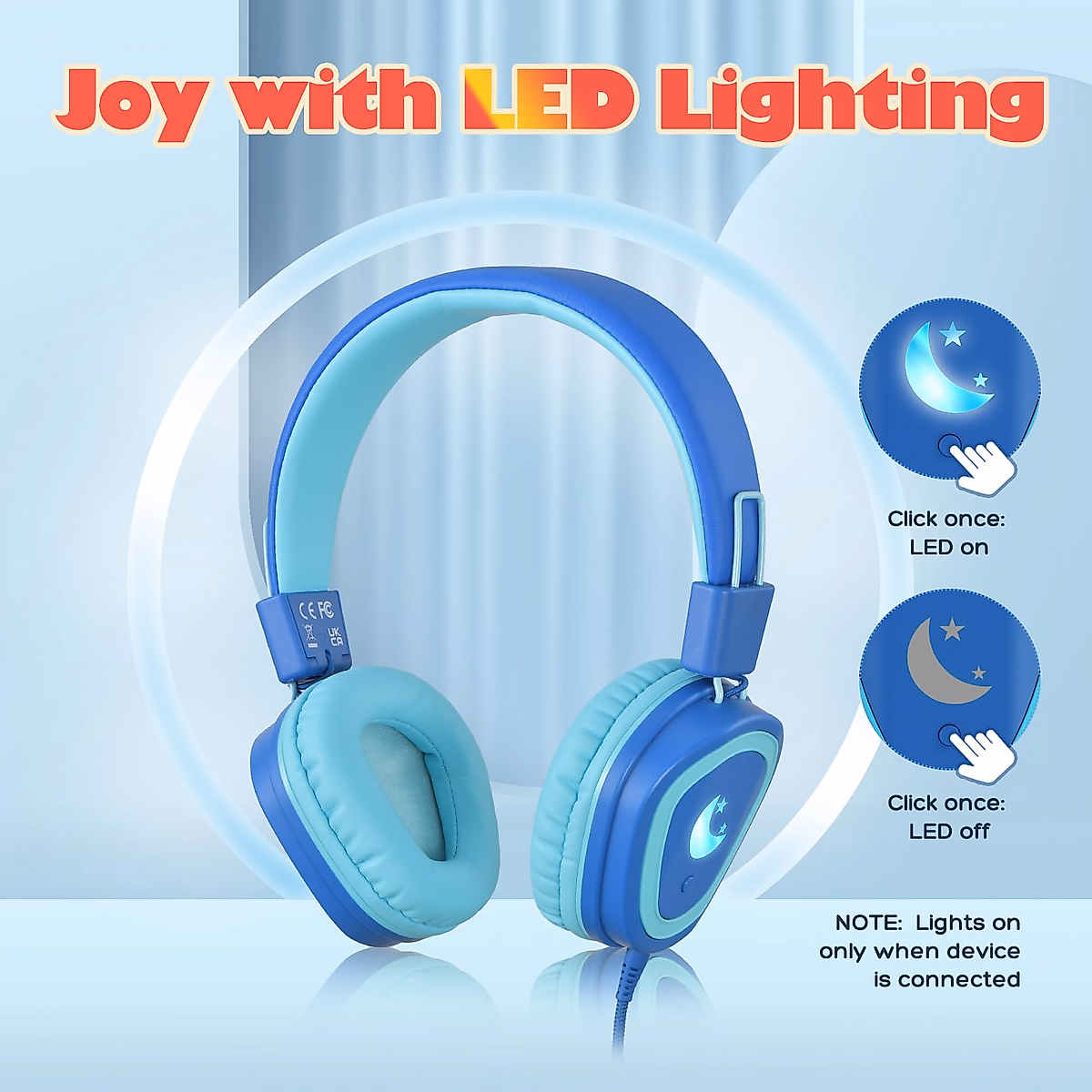 Kids Headphones for School,2024 Upgrade USB Type C Kids Headphone with Microphone, Wired Boys Girls Headphones with Safe Limiter 85dB/95dB, Foldable Over Ear Headphones for School/iPad/Tablets/Travel