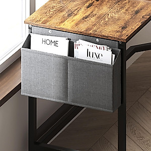 DlandHome Reversible L-Shaped Desk Large Corner Desk Folding Table Computer Desk Home Office Table Computer Workstation, Retro