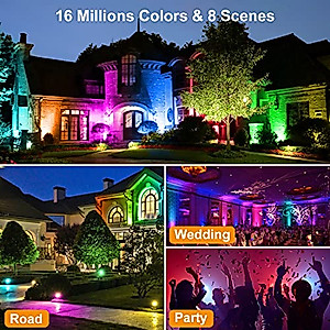 4 Pack Smart LED Flood Lights 20W RGBCW Color Changing Flood Lights Outdoor 2700-6500K IP65 Waterproof APP Control Work with Alexa & Google Assistant Dimmable Landscape Light for Yard Garden with HUB