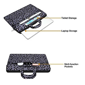 MOSISO Laptop Bag for Women, 15 inch Computer Bag Compatible with MacBook, HP, Dell, Lenovo, Asus, Notebook, 15.6 inch Laptop Messenger Shoulder Bag with Strap, Pink Cheetah Print Black Base