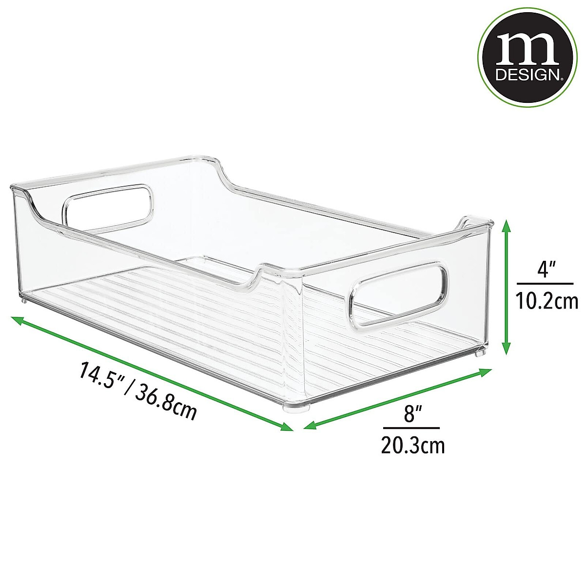 mDesign Wide Plastic Nursery Storage Container Bins with Handles for Organization in Cabinet, Closet or Cubby Shelves - Organizer for Baby Food, Bibs, Formula, and Burp Cloths - 4 Pack - Clear
