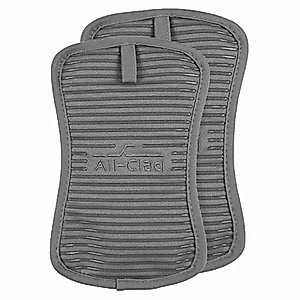 All-Clad Premium Pot Holder & Heating Pad, (2-Pack) Heat Resistant to 500 Degrees, 100% Cotton 10"x6.25" for Kitchen and Barbeque, Pewter