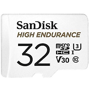 SanDisk 32GB High Endurance Video MicroSDHC Card with Adapter for Dash Cam and Home Monitoring Systems - C10, U3, V30, 4K UHD, Micro SD Card - SDSQQNR-032G-GN6IA