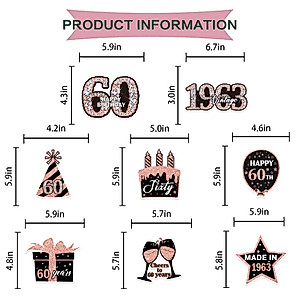 60th Birthday Decorations for Women, Pink and Black 1963 Birthday Party Decorations Include Happy 60th Birthday Banner and Hanging Swirls, Happy 60th Birthday Party Decor for Women