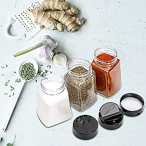 Tebery 16 Pack Clear Plastic Spice Jars with Black Flap Cap, 9OZ Seasoning Jars Storage Container Bottle To Pour Or Sifter Shaker for Storing Spice, Herbs and Powders