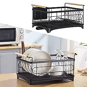 JUNXIAN Dish Rack Dish Storage Rack Kitchen Dish Drainer Dish Rack Dish Drying Rack Organizer Multifunctional Storage Home Supplies Dish Containers