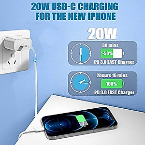 iPhone Charger Fast Charging Cable,【Apple MFi Certified】 wabklove USB C Wall Charger Fast Charging 20W PD Adapter with 3FT Lightning Cable for iPhone 14/13 12 11Pro Max