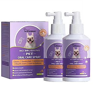 2PCS Pet Teeth Mouth Cleaning Spray, Pet Oral Care Cleaner, Cat & Dog Breath Freshener Spray