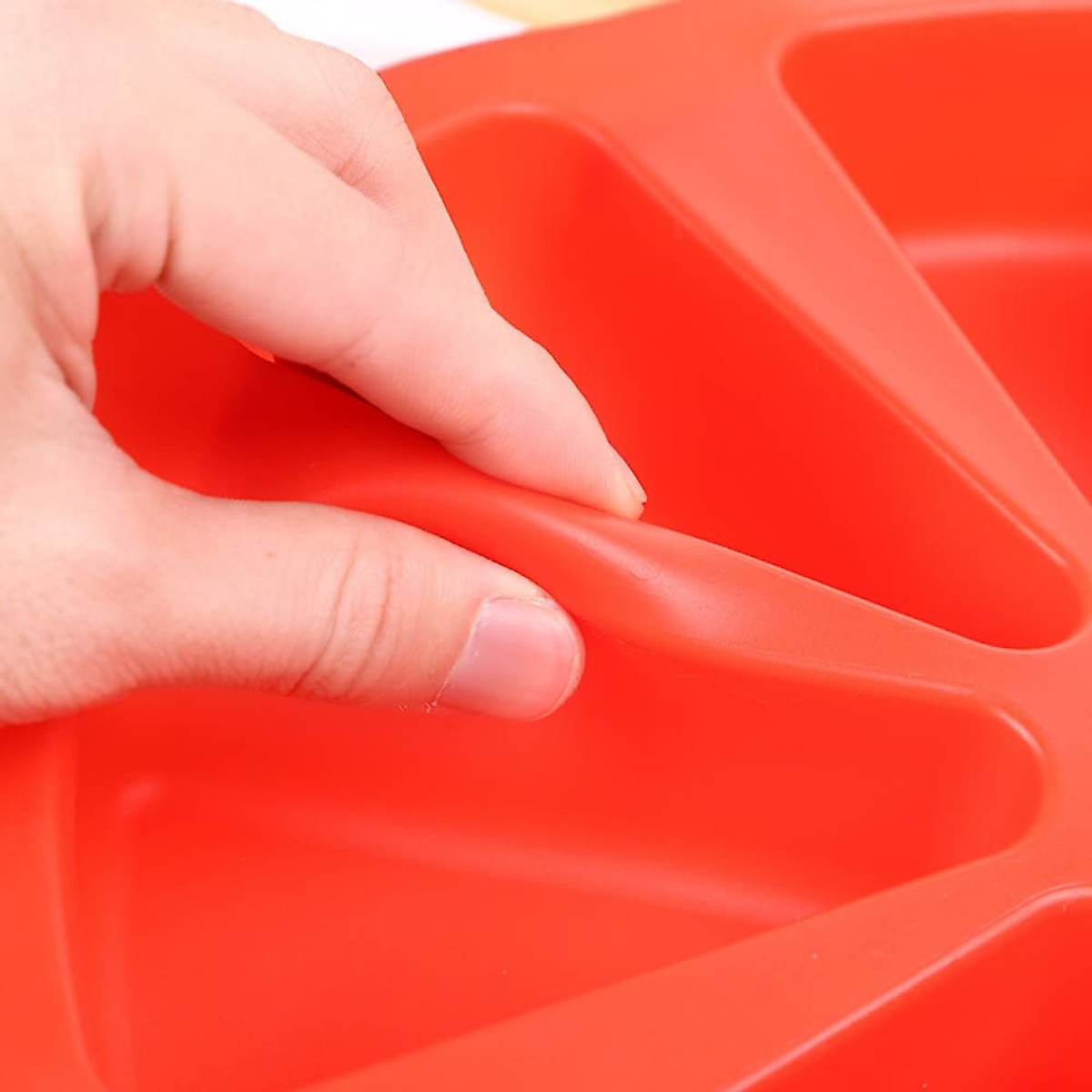 XIYUAN 2 Pcs Silicone Baking Molds Large 8 Cavity Silicone Scone Pan/Cakes Slices Mold/Triangle Cavity Cake Pan Pizza Slices Pan,Cornbread Mold And Soap Mould,DIY Baking Tool