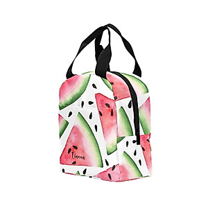 zaaprintblanket Custom Name Lunch Bag For Men Women Personalized Red Pink Watermelon Cooler Lunch Box Portable with Name for Unisex Adult Gift Workout Camping