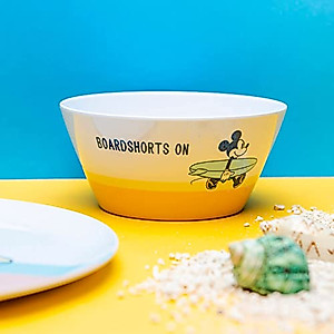 Zak Designs Disney Mickey Mouse Street Beach (Stay Wavey) - Kids Dinnerware Set, Includes 10in Melamine Plate and 27oz Bowl Set, BPA-Free Durable Plate and Bowl Makes Mealtime Fun