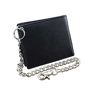Threecattles Mens Boys Simple Leather Chain Wallet Biker EMO Gift