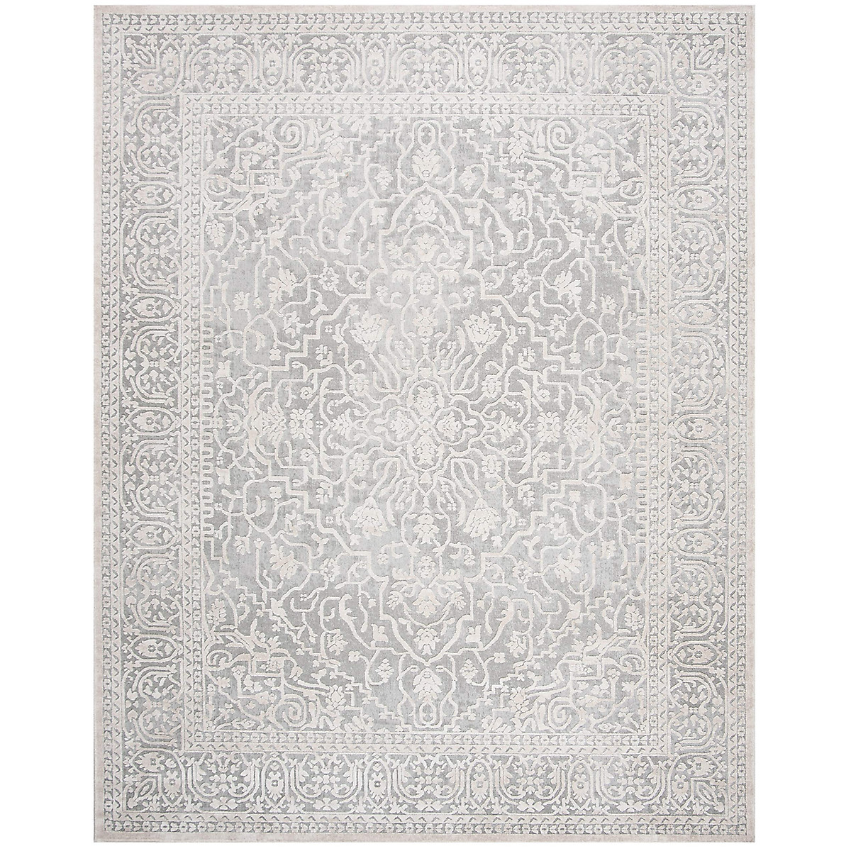 SAFAVIEH Reflection Collection Area Rug - 8' x 10', Light Grey & Cream, Vintage Distressed Design, Non-Shedding & Easy Care, Ideal for High Traffic Areas in Living Room, Bedroom (RFT670C)