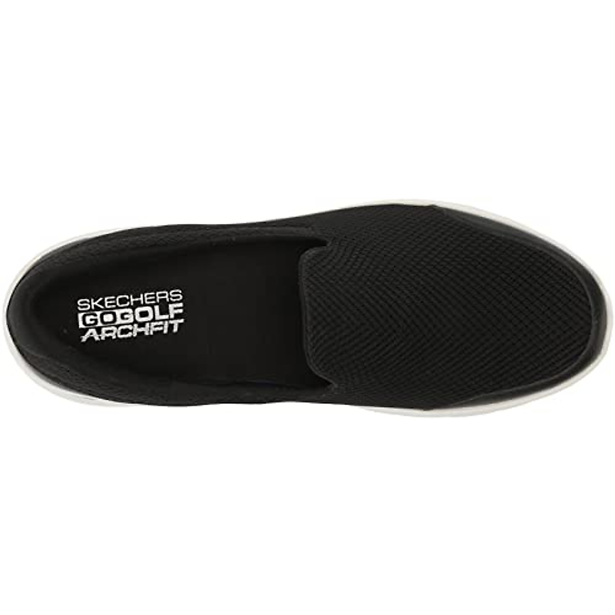 Skechers Women's Arch Walk Relaxed Fit Slip On Golf Shoe Sneaker, Black/White, 8.5