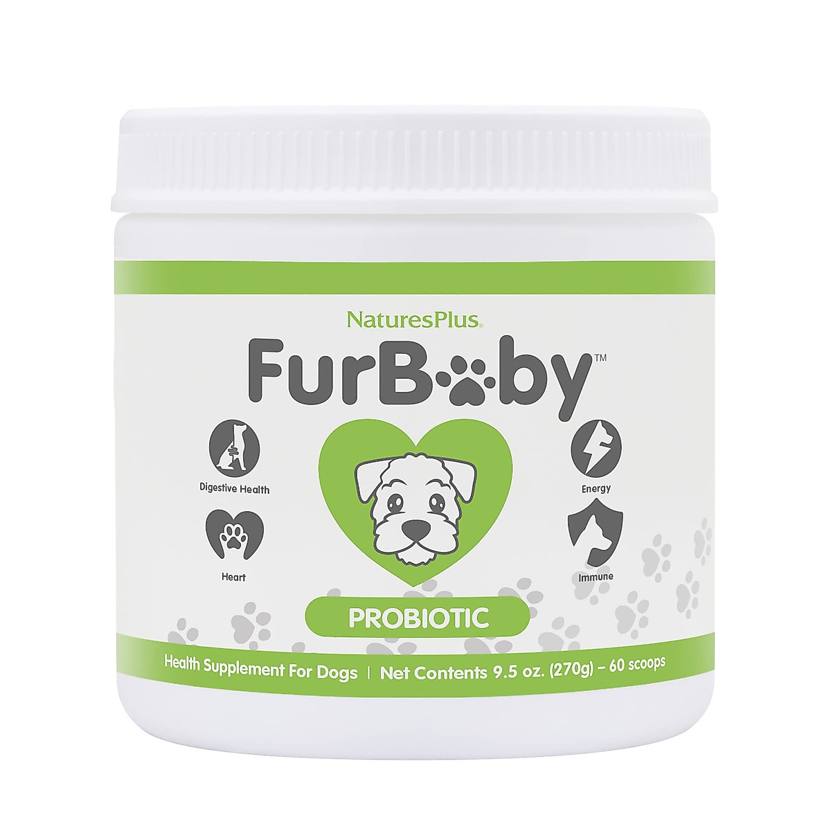 Natures Plus FurBaby Probiotic for Dogs - 9.5 oz - Supports Digestive, Heart, Liver & Immune Health - 60 Servings