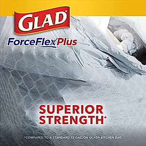 Glad ForceFlexPlus with Clorox Tall Trash Bags, 13 Gal, Lemon Fresh Bleach, 34 Ct, Pack May Vary