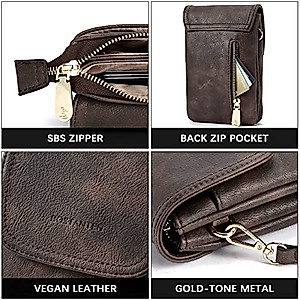 BOSTANTEN Leather Small Crossbody Bags for Women Designer Cell Phone Bag Wallet Purses Adjustable Strap Retro Coffee