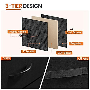 Sweetcrispy Nightstand Small Dresser with 2 Fabric Drawers Side Bedroom End Table Kids Bedside Storage Furniture for 20" Tall Night Stand for Closet, Entryway, College Dorm, Black