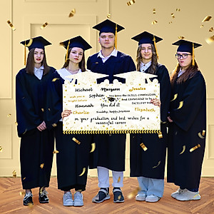 Jumbo Graduation Greeting Card 25 x 16 inch Giant Class of 2024 Graduation Guest Book Black Gold Congrats Graduate Gift The Tassel Was Worth The Hassle Signature Card for Graduation Party Decorations