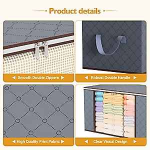zhulimou Large storage bags.90L large capacity，3 Pack 90L storage and organization bag for Clothing, Towels，Blanket, Comforters, Bed Sheets，Grey