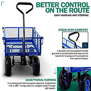 Landworks Leaf-Snow Blower Wheeled Walk Behind & Lawn & Garden Utility Cart/Beach Wagon [Bundle Deal]