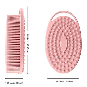 Soft Silicone Body Scrubber 2 PCS Silicone Body Shower, Silicone Loofah 2 in 1 Bath and Shampoo Brush, Body Scrubber Shower Cleaning Exfoliating Use for Sensitive Skin, Lather Well(Black and Pink)