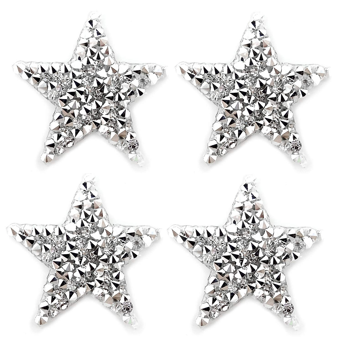 Honbay 12PCS Star Shape Rhinestone Patches Hot-Melt Adhesives Appliques Clothing Repair Decoration Patches for DIY Accessory (Silver)