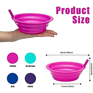 Klickpick Home Soup Cereal Bowls with Straws - Set of 8 Kids Bowls with Built-in Straws - 22 Ounce Toddler Sippy Bowls Dishwasher/Microwave Safe BPA Free