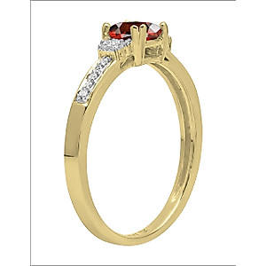 Dazzlingrock Collection 5 MM Cushion Garnet & Round Diamond Engagement Ring in 10K Yellow Gold, Size 8