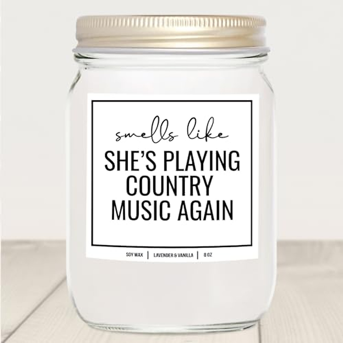 YouNique Designs Candle for Country Music Fan Gift 8oz Candle - Cowgirl Gifts for Country Music Lovers - Country Music Lover Gifts - Cool Country Music Gifts for Music Lovers (Lavender & Vanilla)