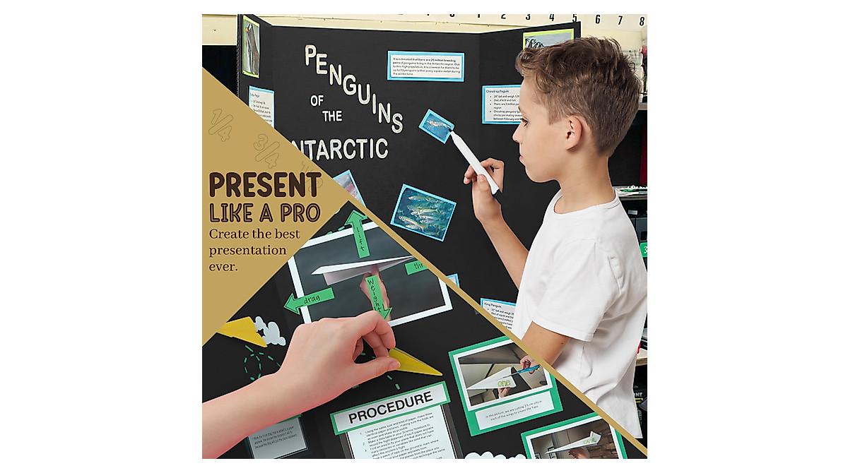 Black Tri-Fold Presentation Board 36x48 - Portable Display for Projects