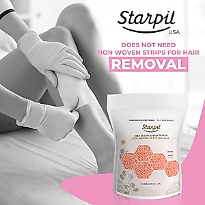 Starpil Wax 1000g / 2.2 lb Pink Hard Wax Beans for Painless Hair Removal, Stripless Wax Beads , Polymer Blend Low Temperature Wax for Face, Bikini, Brazilian, Legs, Underarm, Back and Chest.
