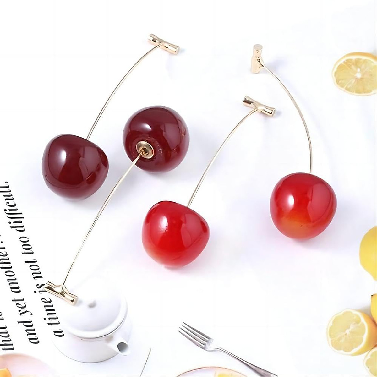 Cherry Earrings Dangle - JJBA JoJo Kakyoin Cute Anime Cosplay Jewelry - Sweet Fruit Earring Gift for Women
