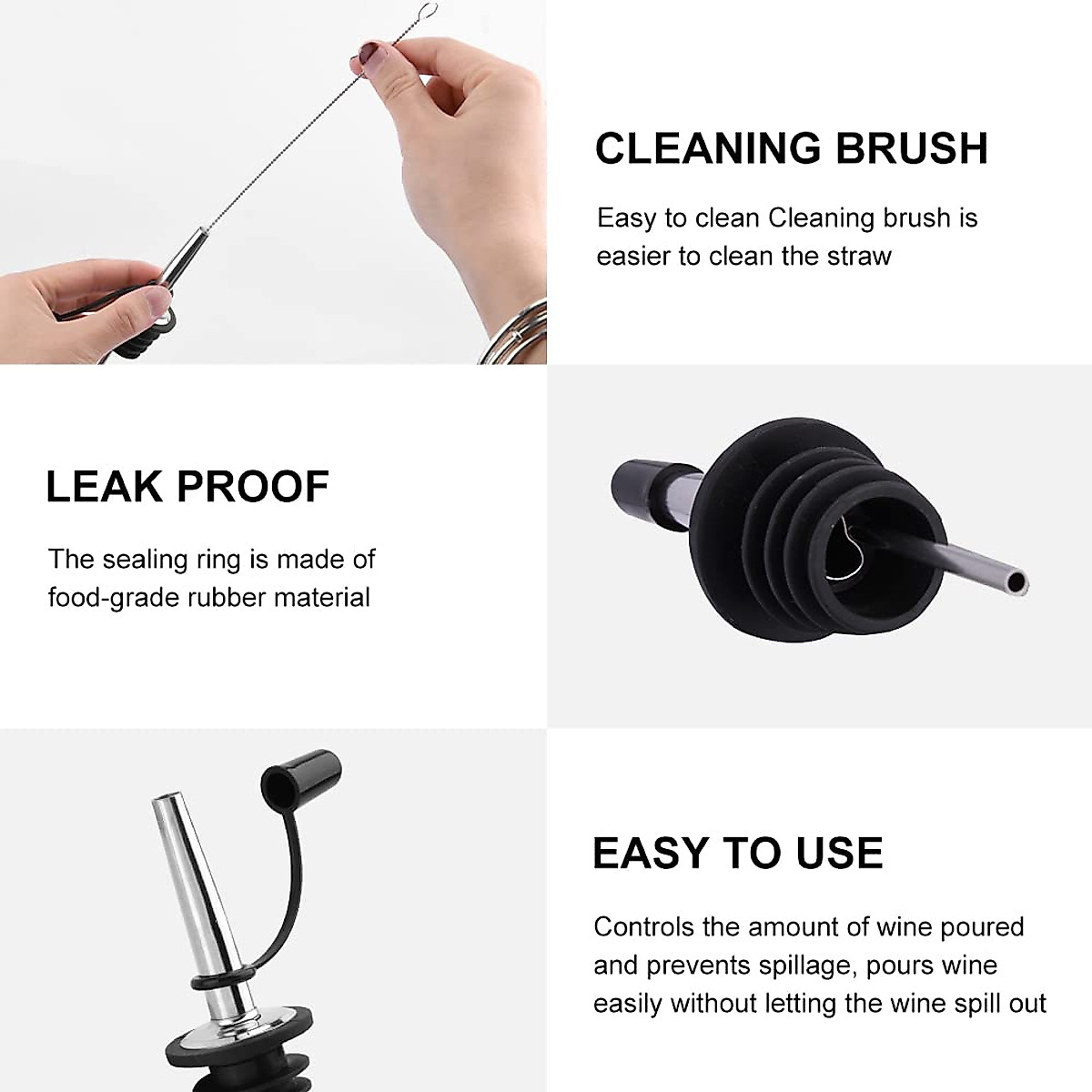 12 Pack Liquor Pourers Stainless Steel, Liquor Pour Spout with Stoppers, Speed Liquor Bottle Pourers, Olive Oil Spout Hygienic Safe, Fits most Classic Bottle's Lip up to 3/4"