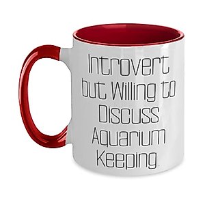 Funny Aquarium Keeping Two Tone 11oz Mug, Introvert but Willing to Discuss Aquarium Keeping, Present For Friends, Brilliant Gifts From