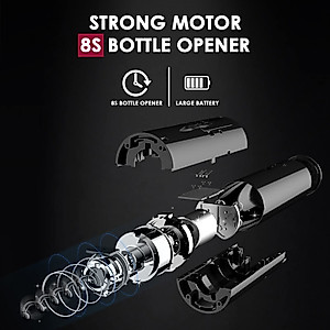 YMQHBS Wine Aerator Pourer, Electric Wine Opener Set 6PC, Automatic Bottle Opener Gifts Set Cordless Corkscrew Stainless Steel, with Vacuum Preserver